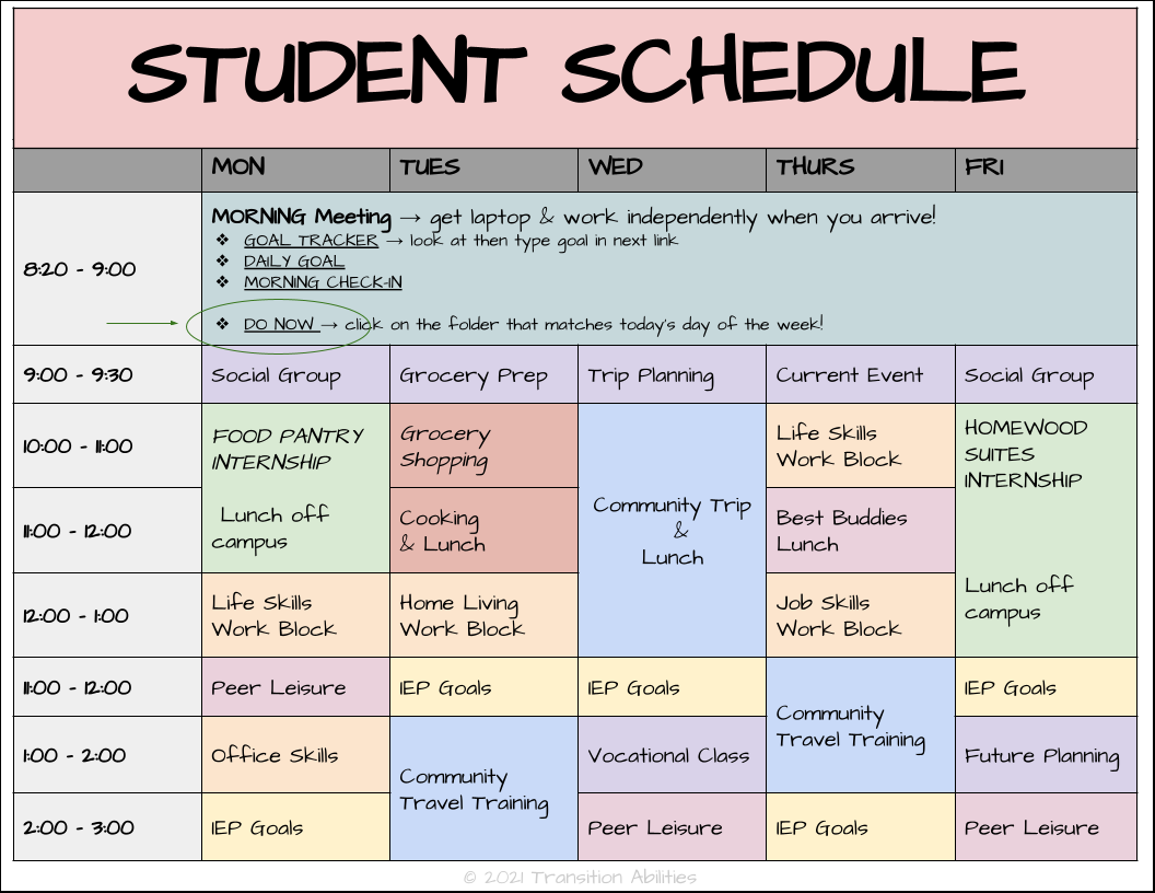 Morning Meeting Routines (for High School SPED) - Transition Abilities